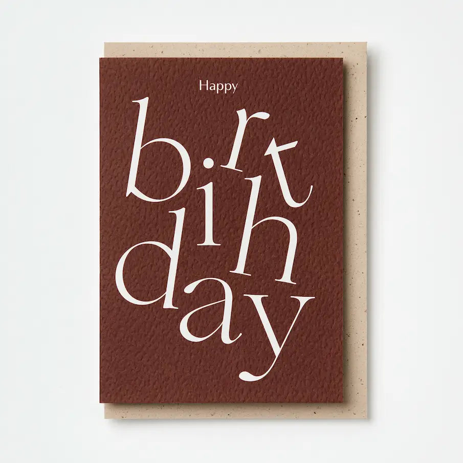 Happy Birthday Card | Off-white on Russet - Serif | by Kinshipped