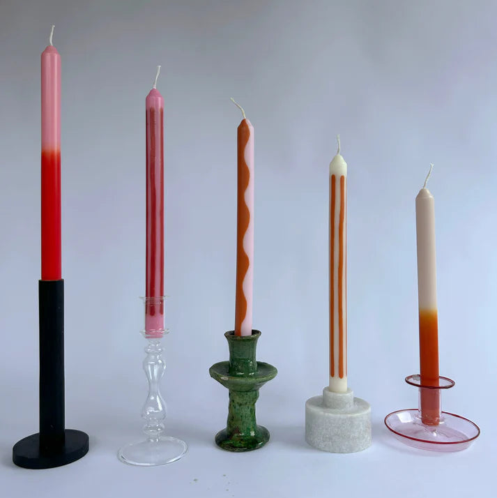 Pygmalion London Set of 2 Patterned Dinner Candles in Various Colours