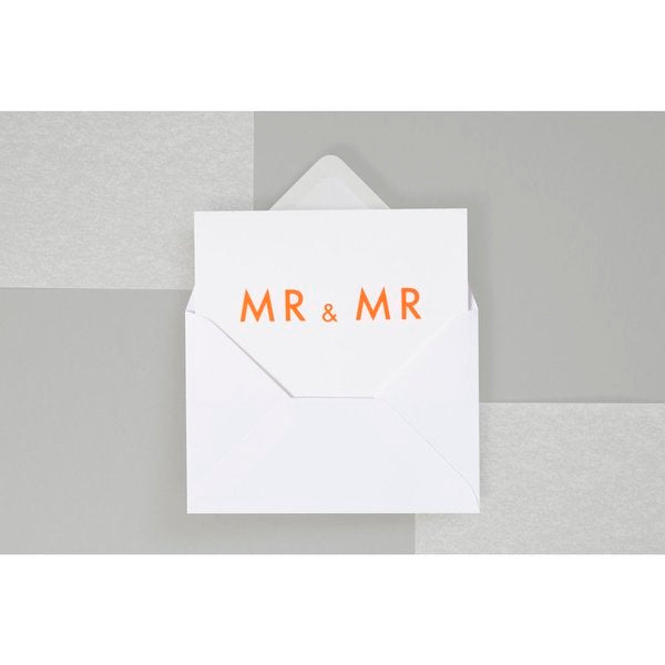 MR & MR Card | Neon Orange on White | Foil Blocked | by Ola